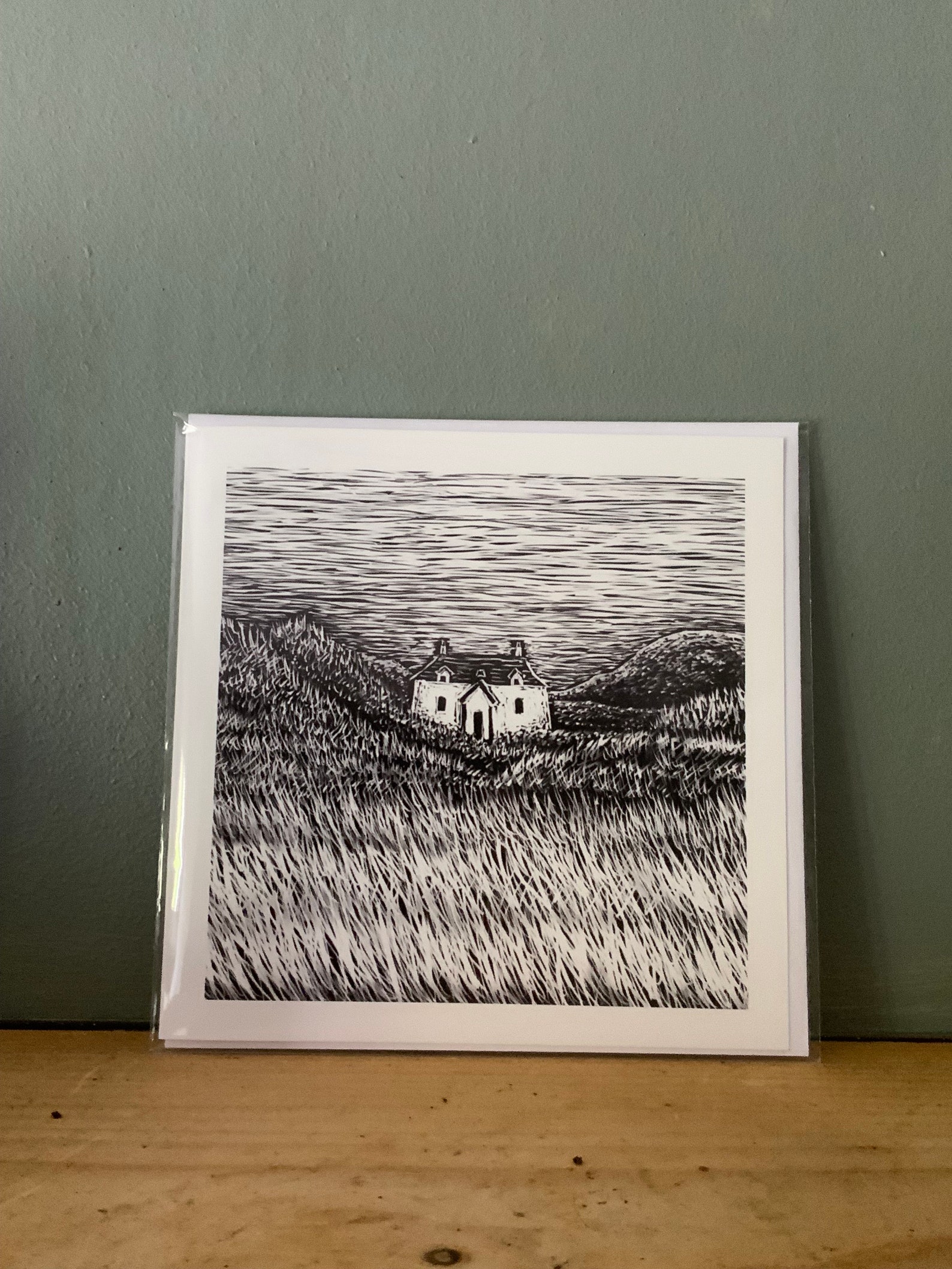 Scottish Croft Lino Print Design Greetings Card, Blank Card. - Etsy