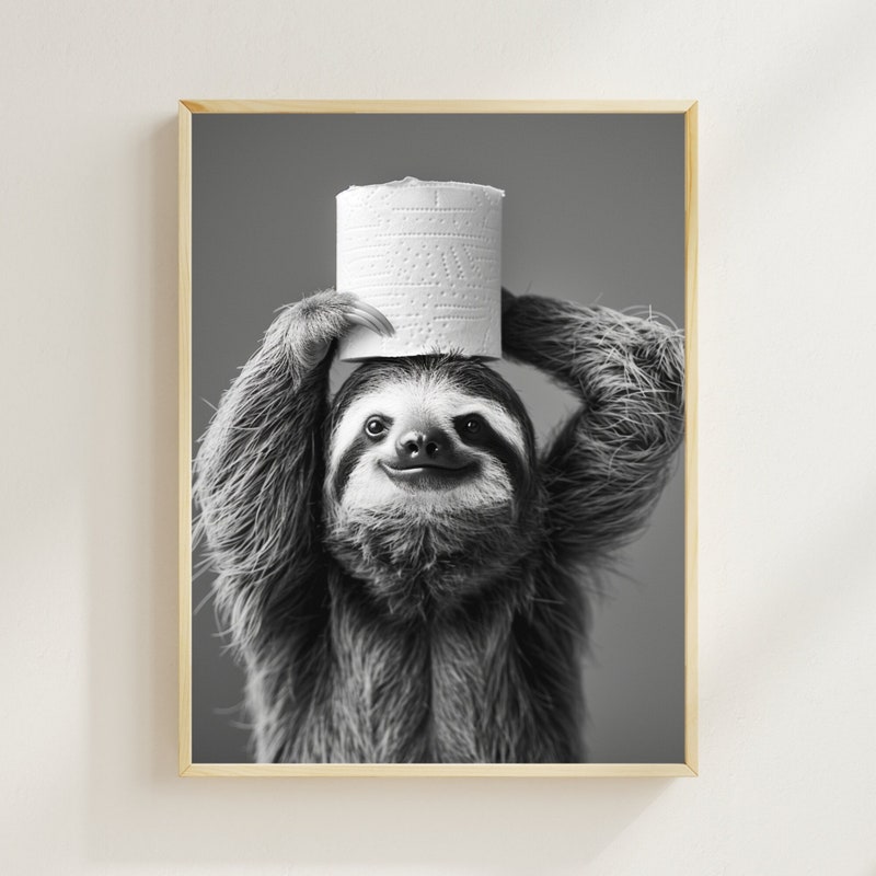 Bathroom Sloth Wall Art - Etsy