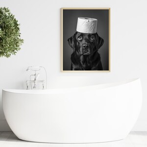 Labrador With a Toilet Paper Roll on the Head, Printable Bathroom Art ...