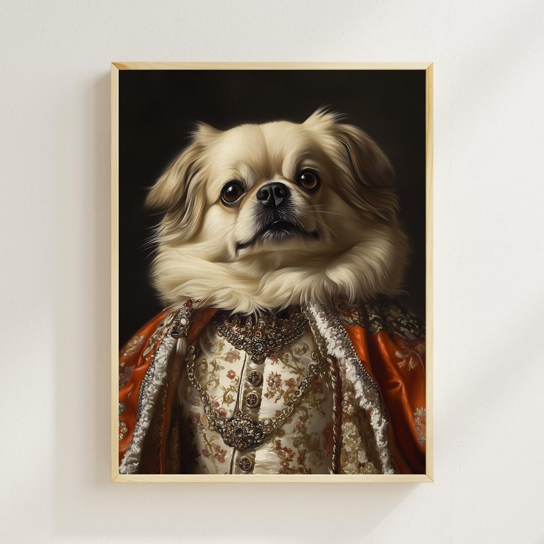 Royal Pekingese Portrait, Funny Dog Renaissance Art (digital Art) - Etsy