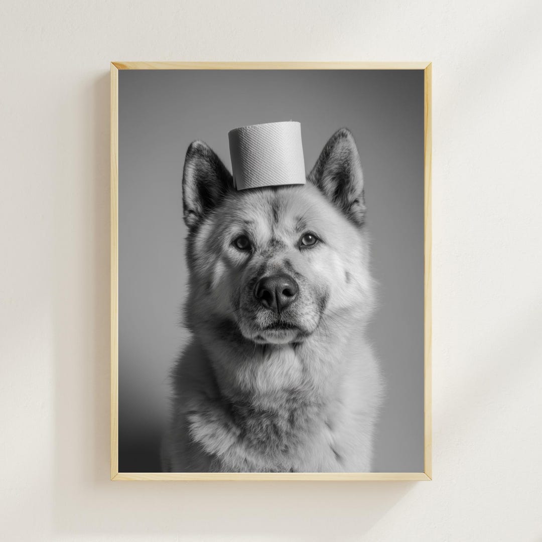 Funny Akita Bathroom Print, Toilet Paper Dog Art (digital Download) - Etsy