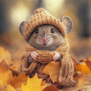 Autumn Mouse Wall Art, Cozy Fall Decor, Mouse in Autumn Outfit, Rustic ...