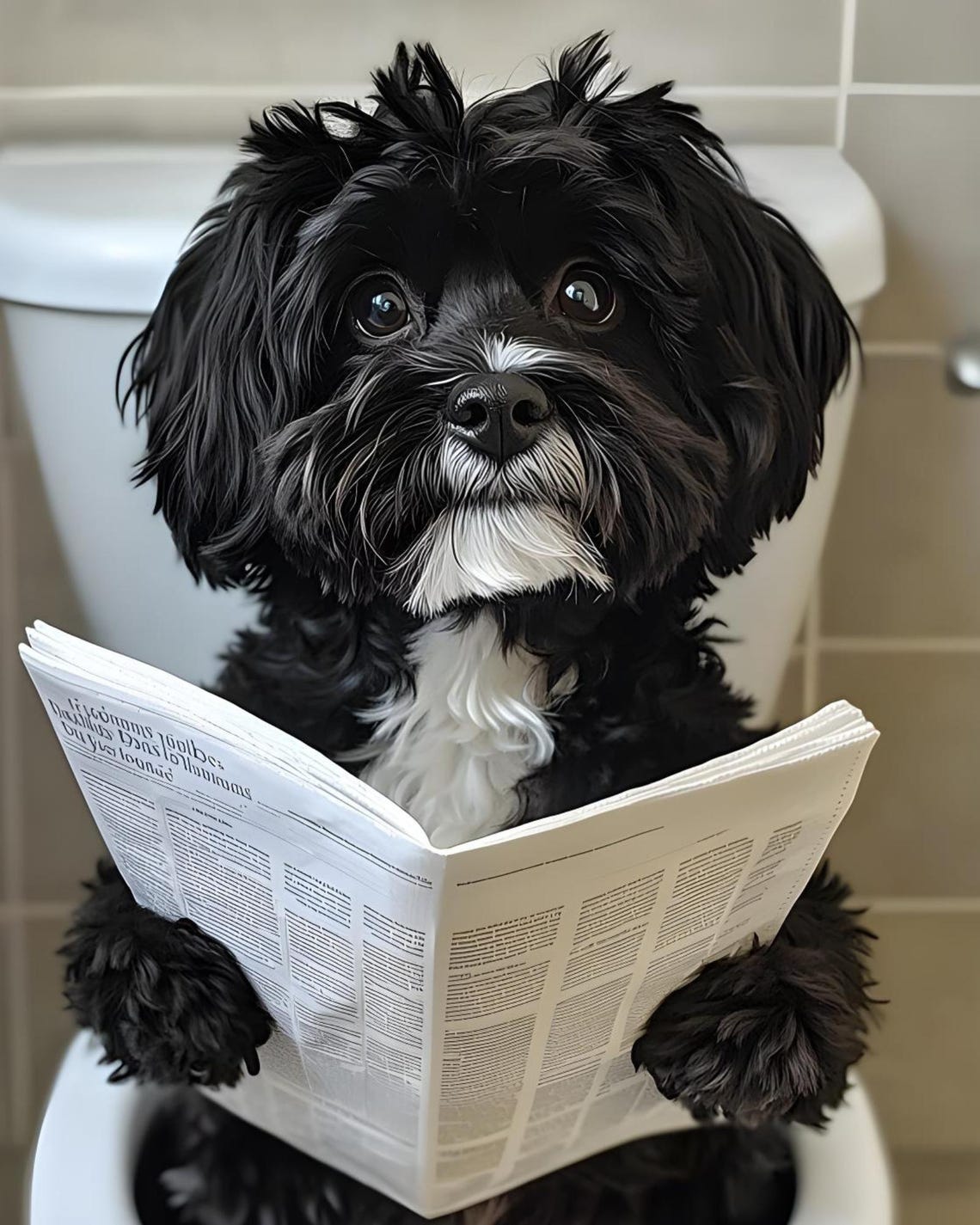 Funny Havanese Dog Print, Newspaper Bathroom Decor (digital AI Art) - Etsy