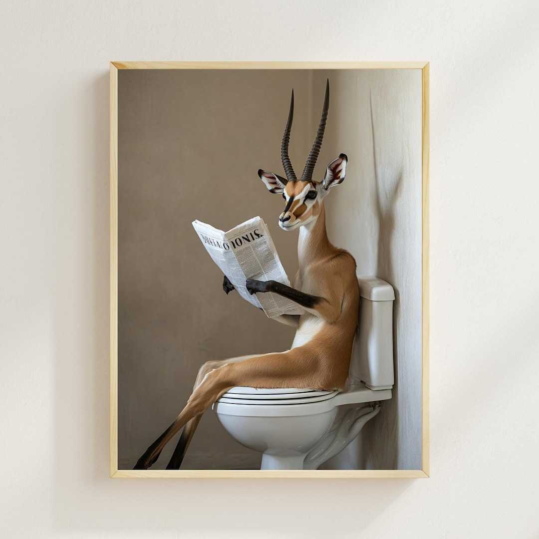 Funny Antelope Bathroom Print, Toilet Newspaper Art (digital Art) - Etsy