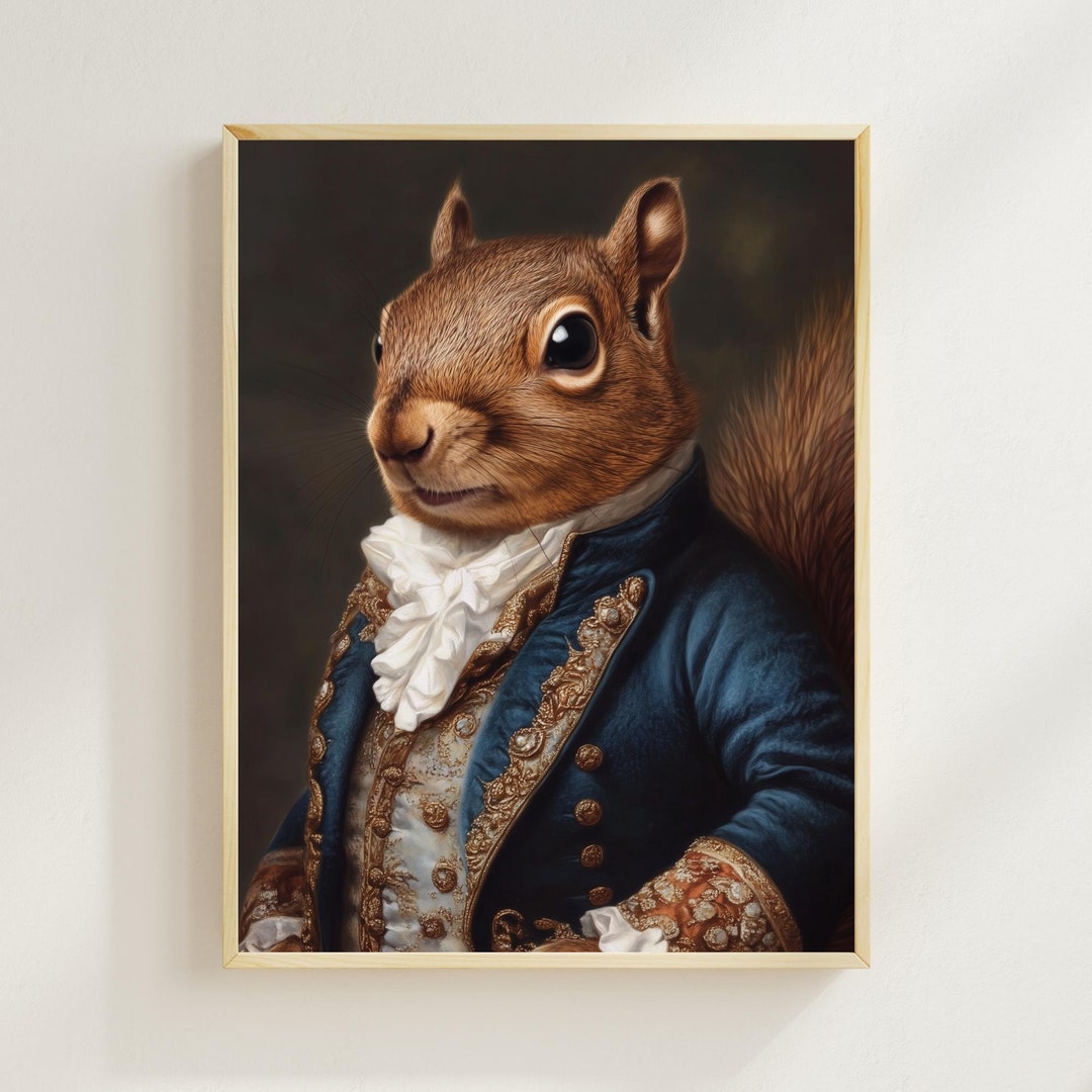 Aristocratic Squirrel Portrait, Renaissance Animal Art (digital ...