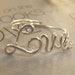 Love Ring With Crystal, Love Ring in Sterling Silver, Adjustable Love ...