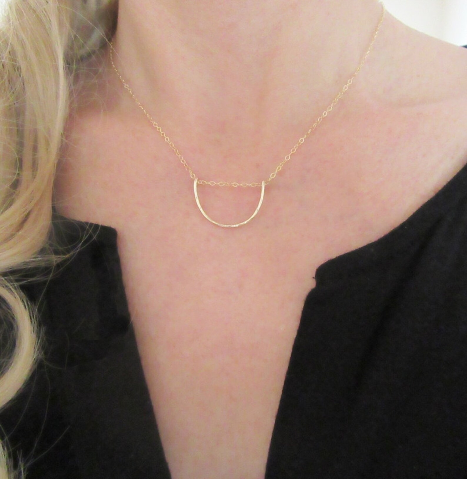 Half Moon Necklace 14k Gold Filled 14k Rose Gold Filled | Etsy