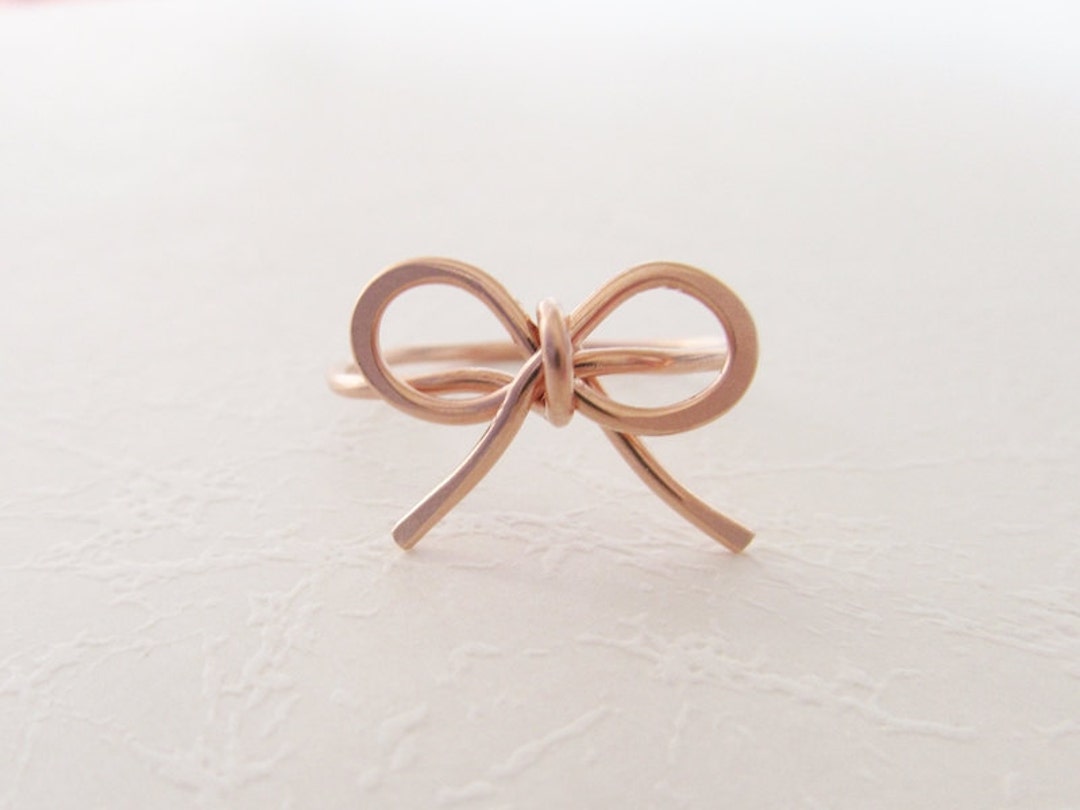 14K Rose Gold Filled Bow Ring, Handmade Bow Ring, Wire Ring - Etsy