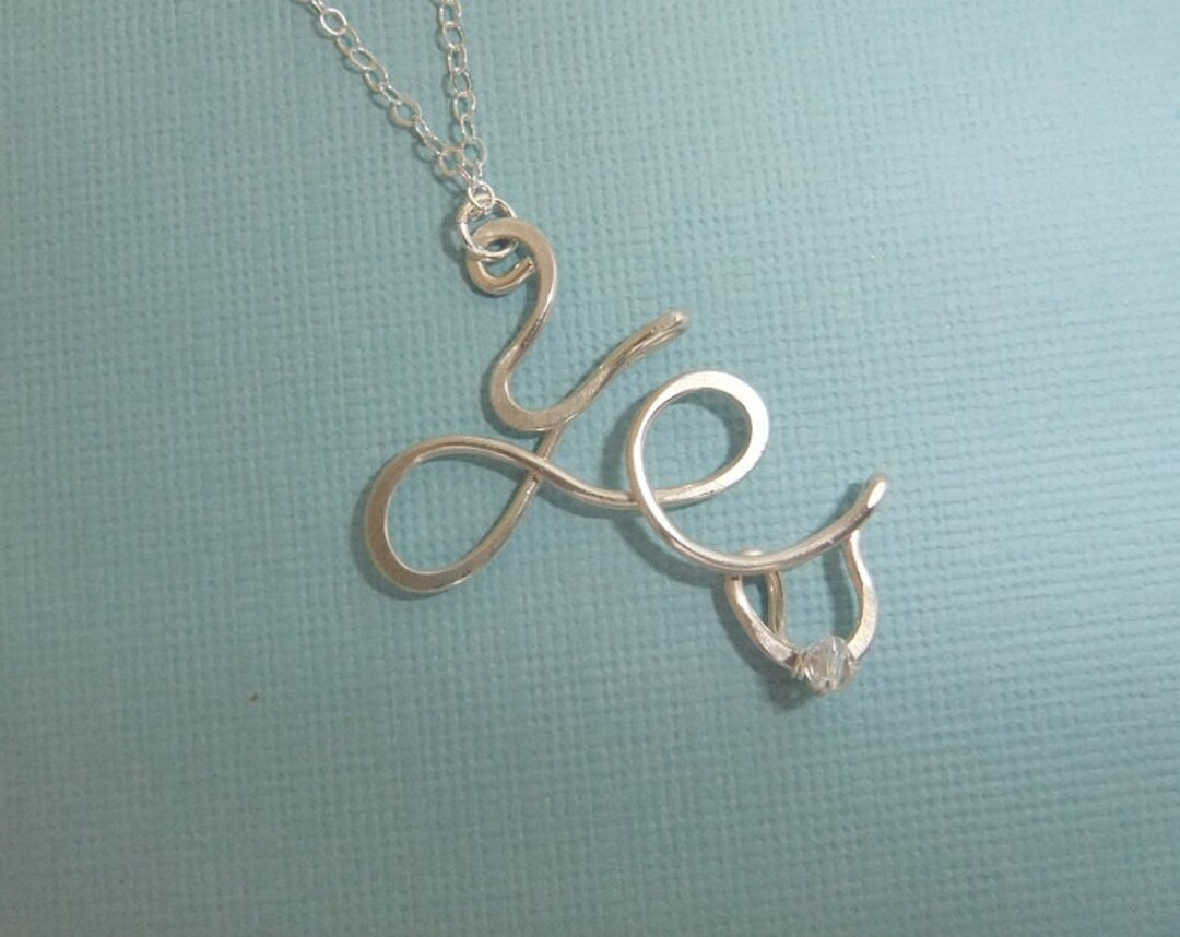 YES Necklace With Crystal, Sterling Silver, Gold Filled, Rose Gold ...