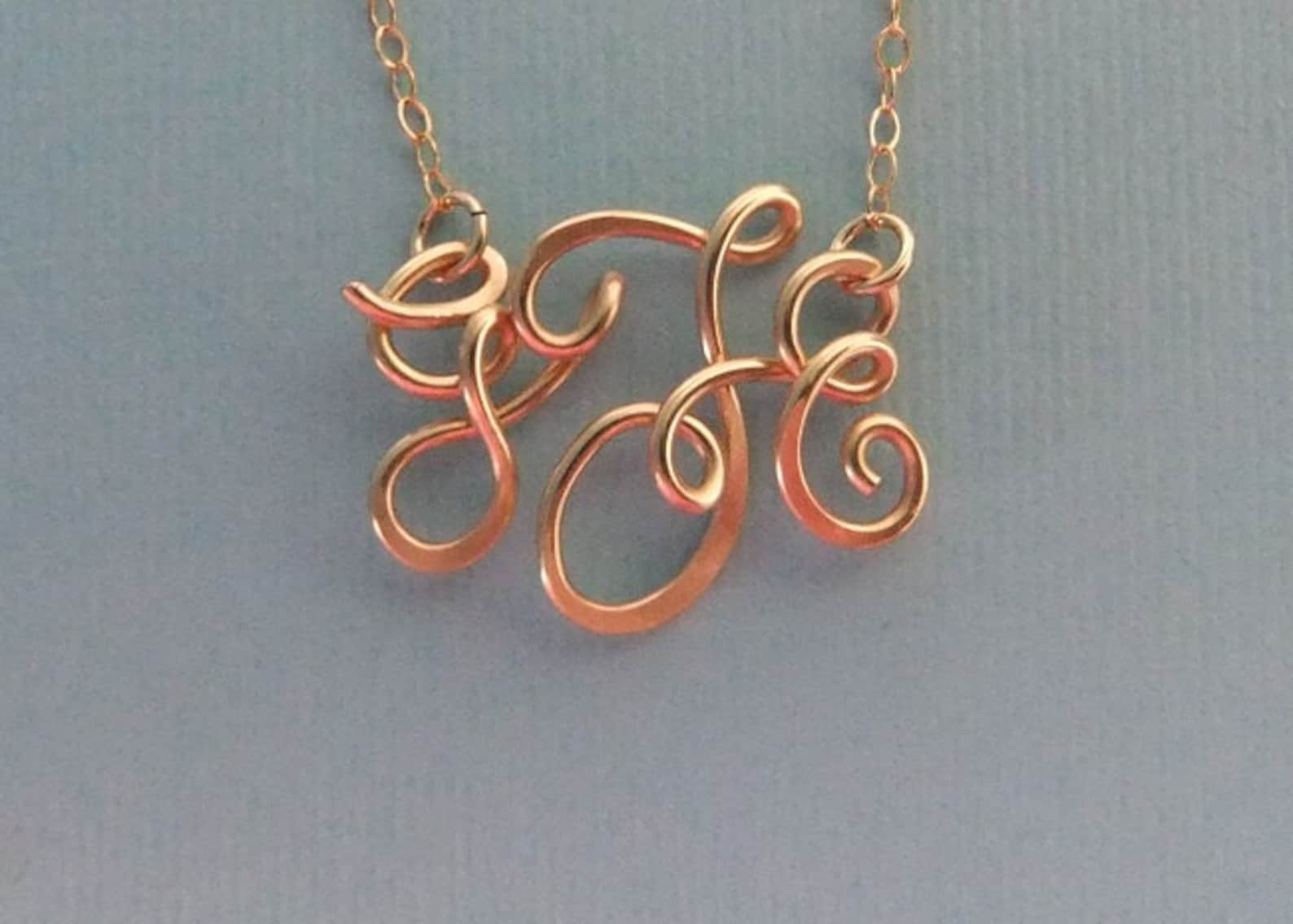 Monogram Necklace 14K Gold Filled - Etsy