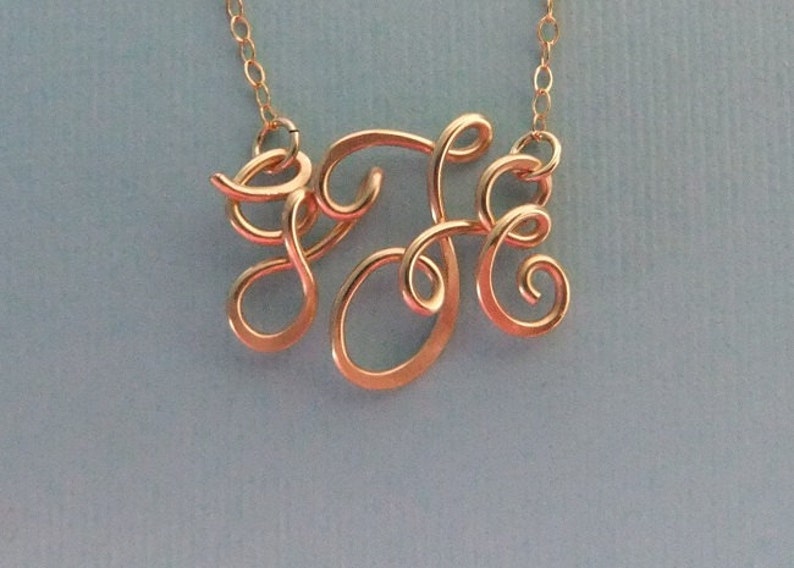 Monogram Necklace 14K Gold Filled - Etsy