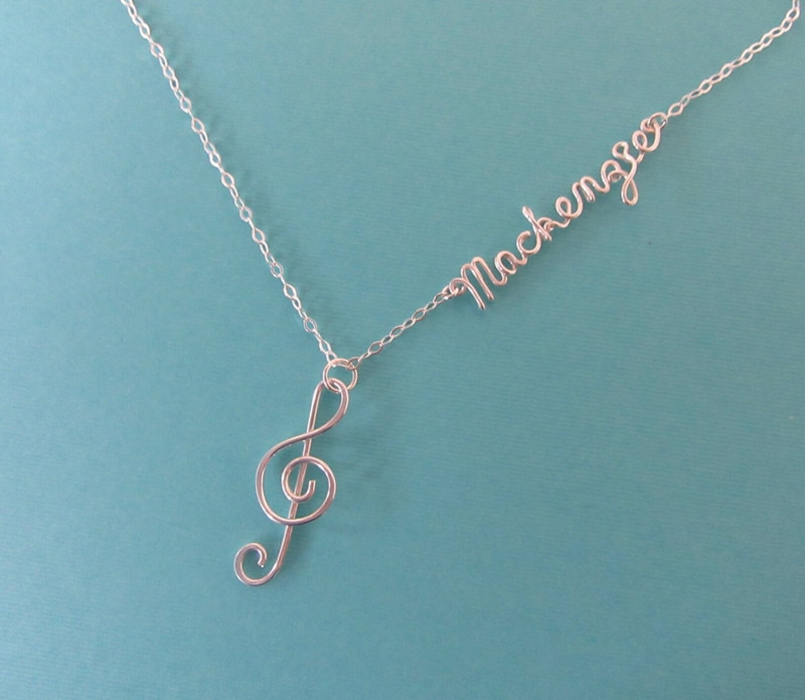 Treble Clef Necklace With Name Personalized Treble Clef - Etsy