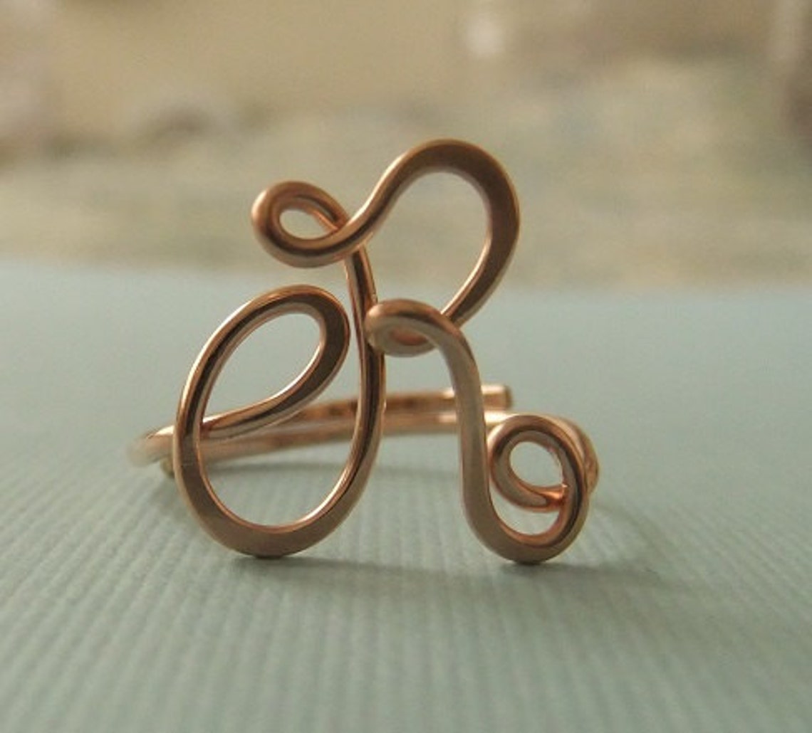Rose Gold Filled Custom Initial Ring Wire Ring Initial Ring - Etsy