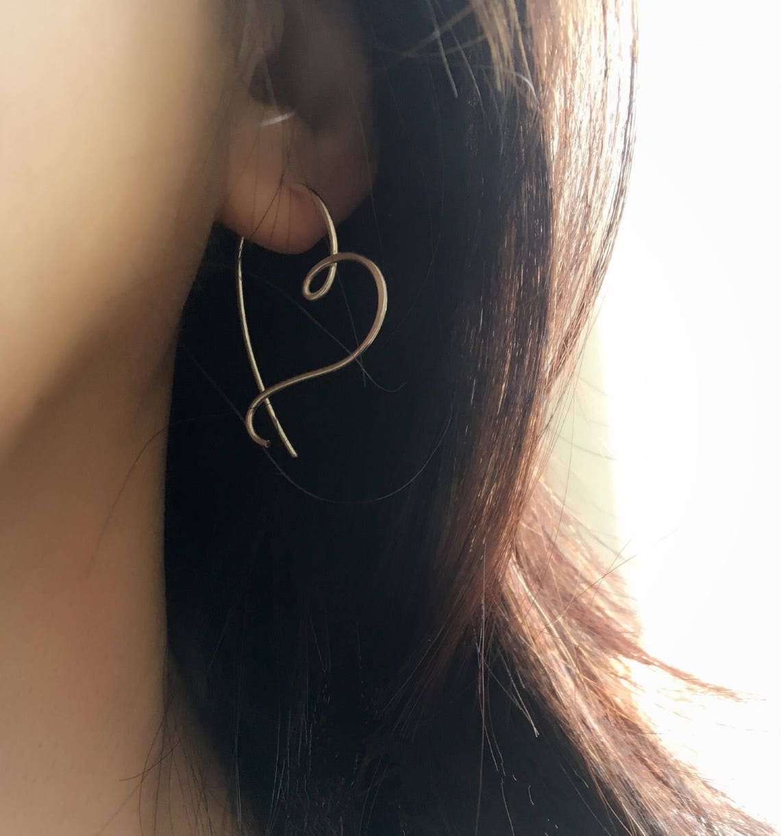 Heart Hoop Earrings Open Heart Hoop Earrings Hoop Earrings | Etsy