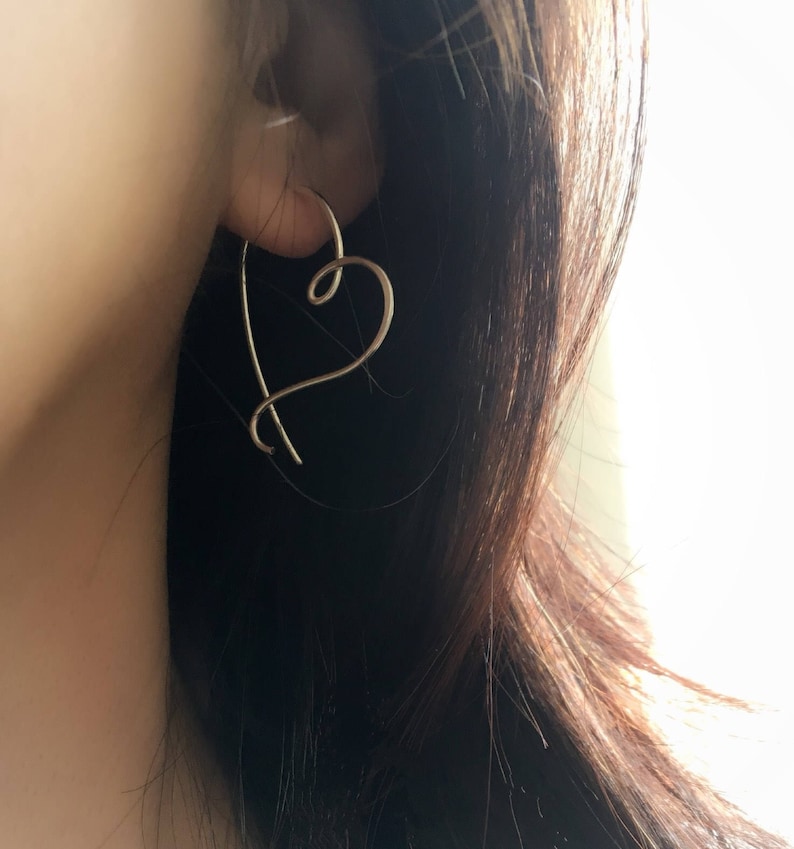 Heart Hoop Earrings, Open Heart Hoop Earrings, Hoop Earrings in Ss/gold ...