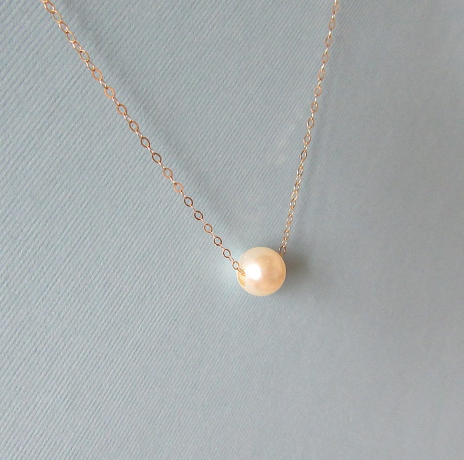 Single Floating Pearl Necklace, Freshwater Pearl 10mm - Etsy