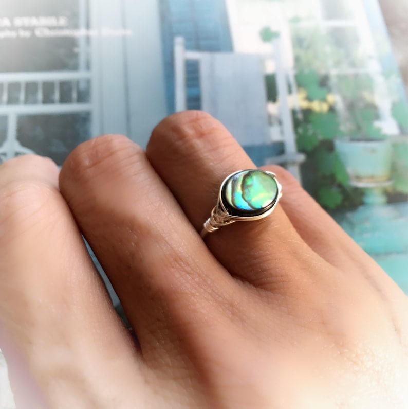 Abalone Shell Ring Abalone Oval Shell Ring in Sterling Silver - Etsy