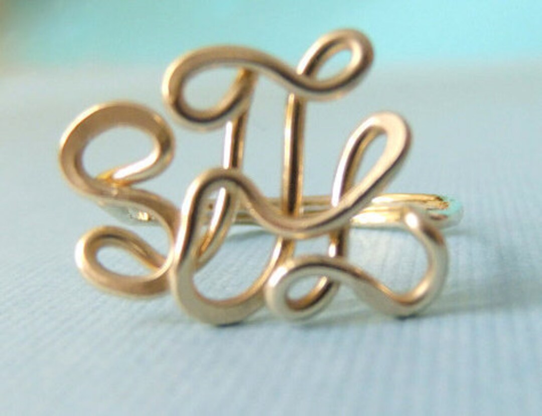 Monogram Ring, Gold Monogram Ring, 14k Gold Filled Personalized Ring ...