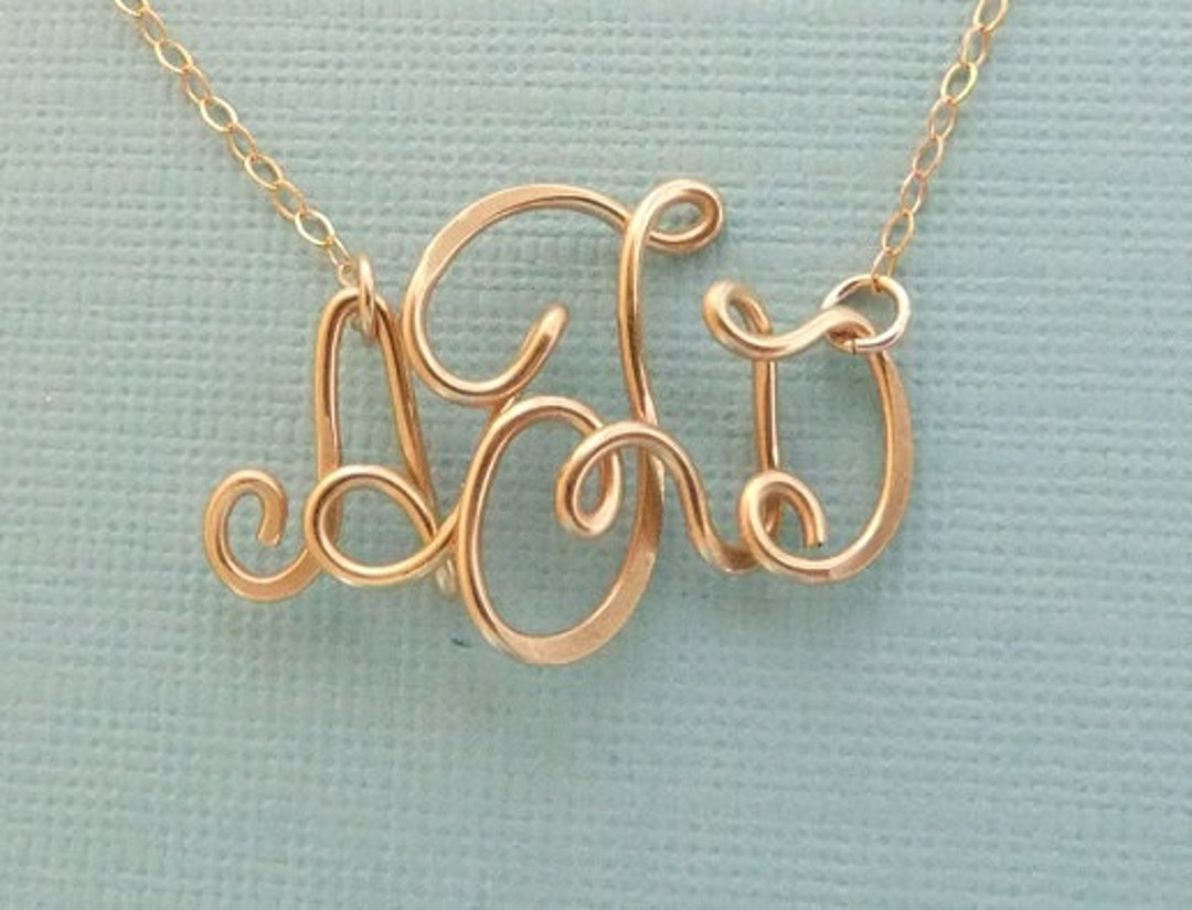 Monogram Necklace (14K Gold Filled) - Etsy