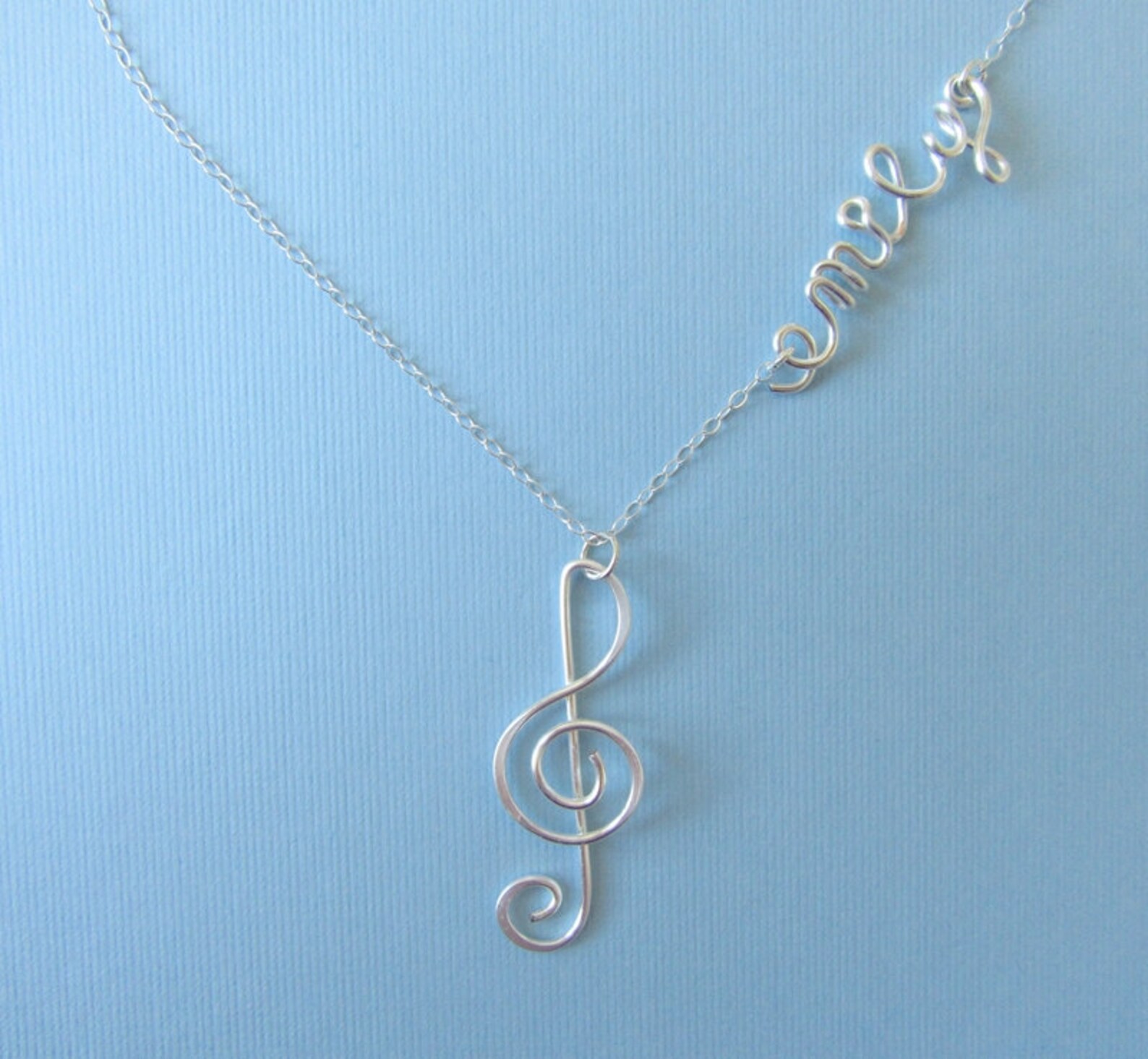 Treble Clef Necklace With Name Personalized Treble Clef - Etsy