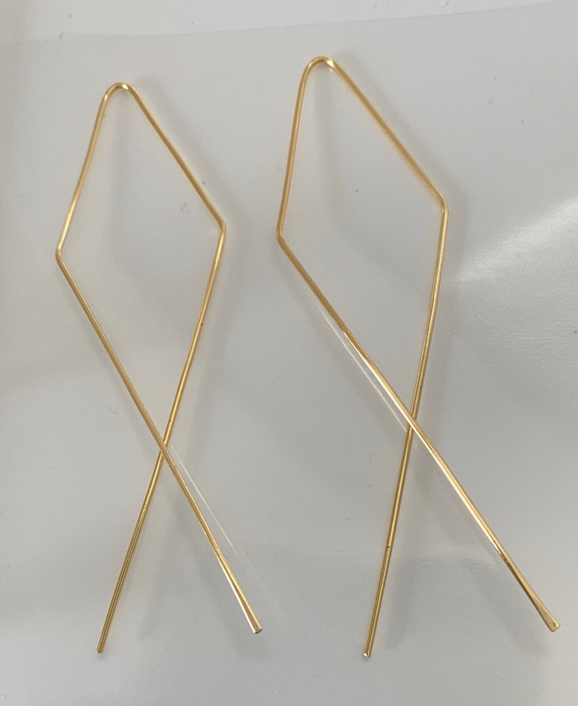 Rhombus 14K Gold Filled Earrings Rhombus Hoop Earrings 3 | Etsy