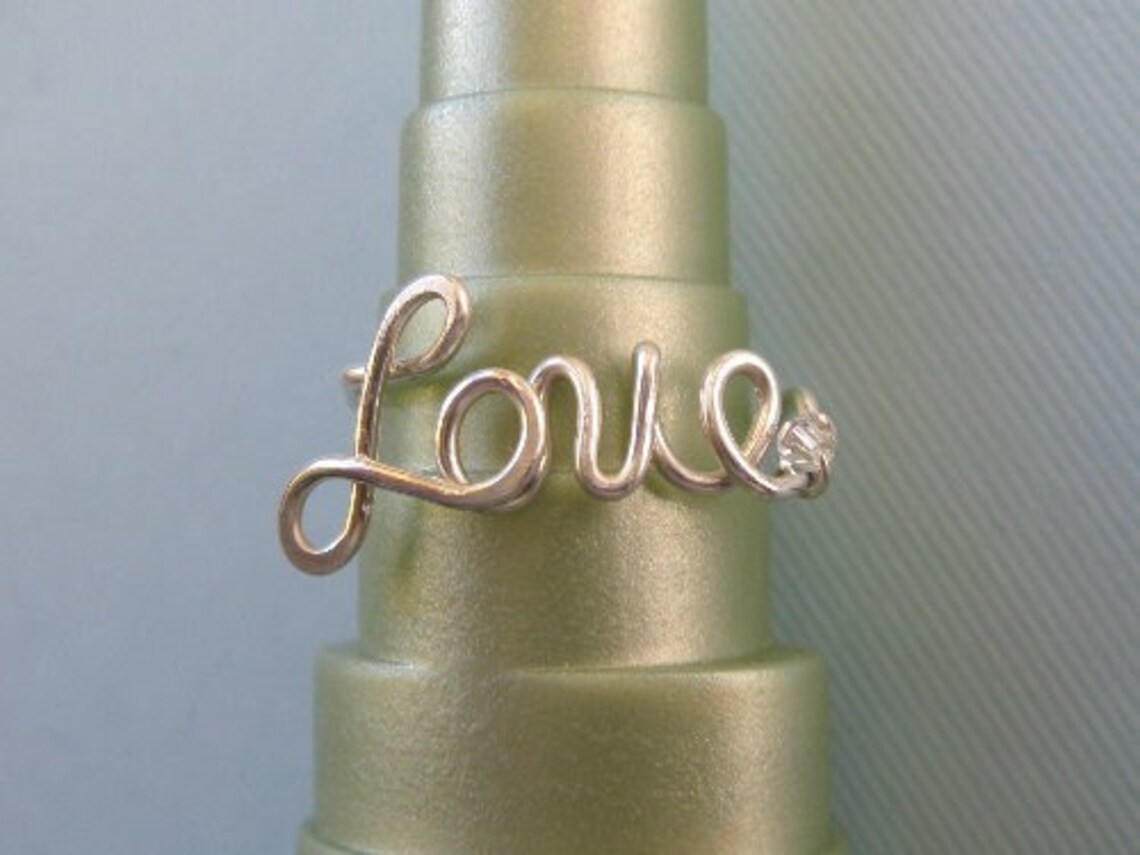 Love Ring With Crystal Love Ring in Sterling Silver | Etsy