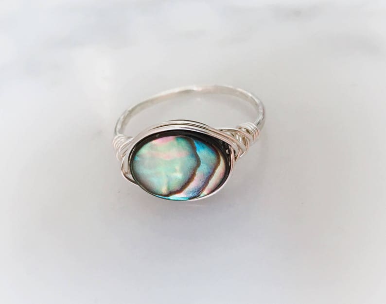 Abalone Shell Ring Abalone Oval Shell Ring in Sterling Silver - Etsy