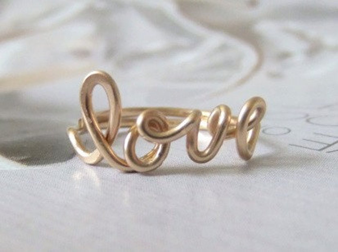 Love Ring in 14k Gold Filled, Script Love Ring in 14K Gold Filled ...