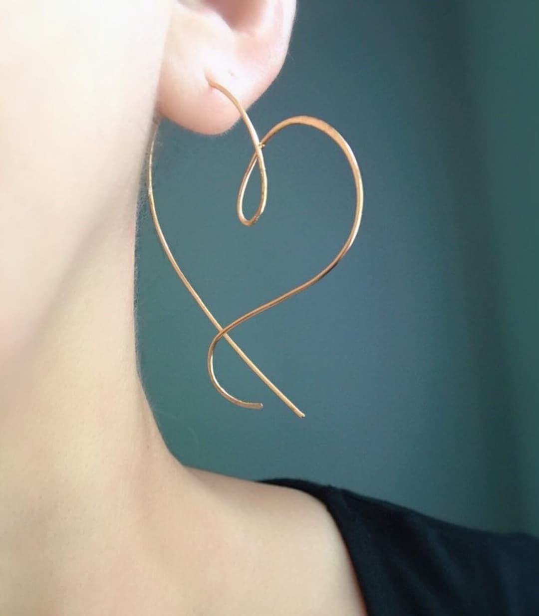 Large Heart Hoop Earrings, 2 Inch Heart Hoop Earrings, Large Open Heart ...