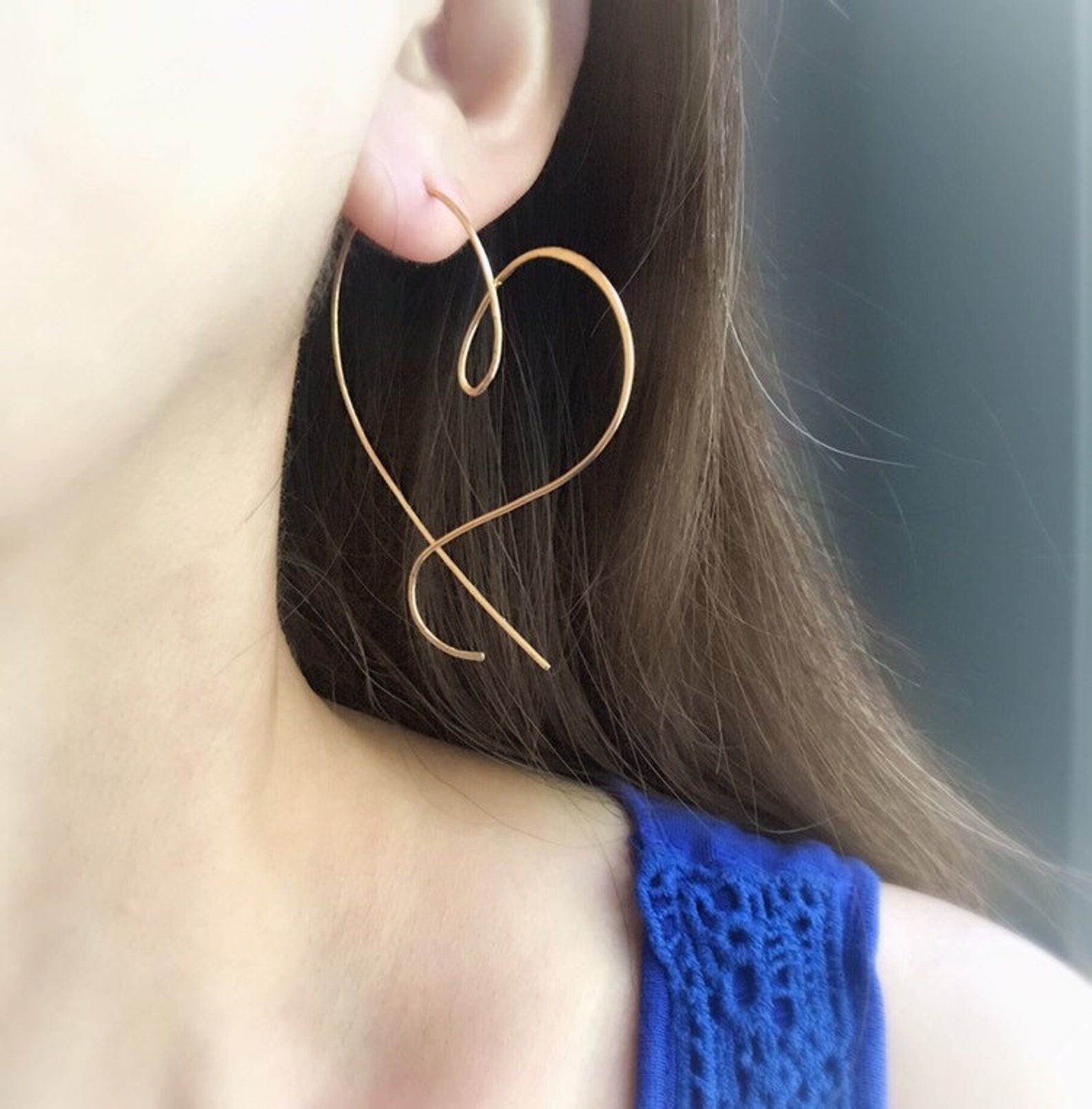 Large Heart Hoop Earrings, 2 Inch Heart Hoop Earrings, Large Open Heart ...