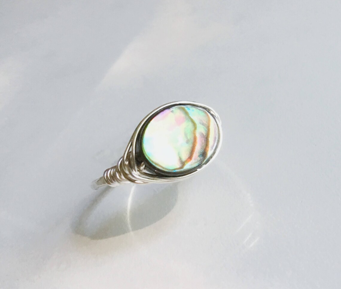 Abalone Shell Ring Abalone Oval Shell Ring in Sterling Silver - Etsy
