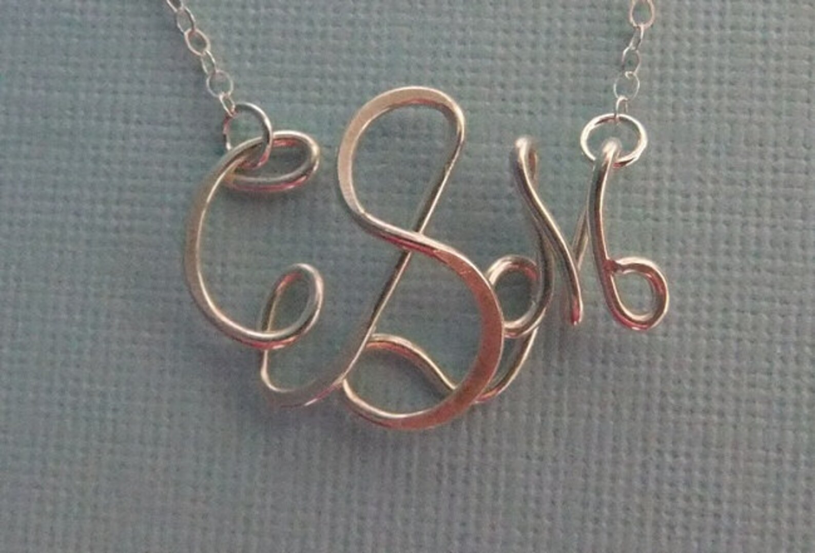 Monogram Necklace, Sterling Silver Monogrammed Initials Necklace, Wire ...