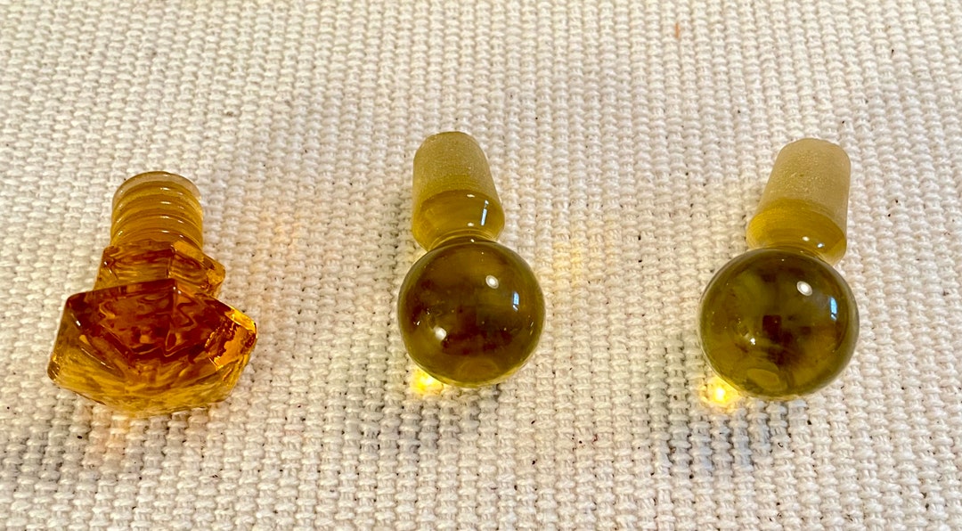 Unusual Antique Vintage Amber Glass Bottle Stoppers - Etsy UK