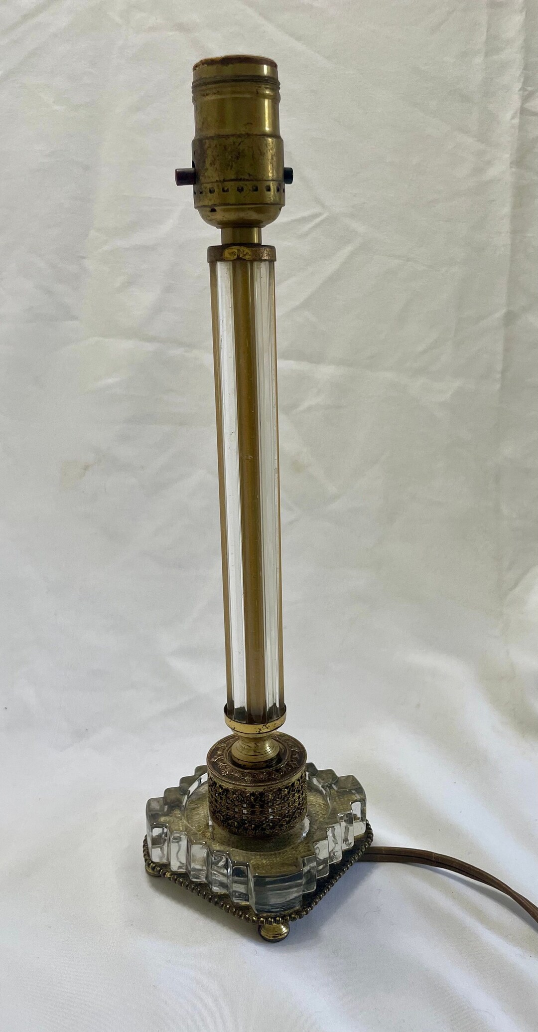 Precious Glass Dresser Lamp With Decorative Square Glass Base With ...