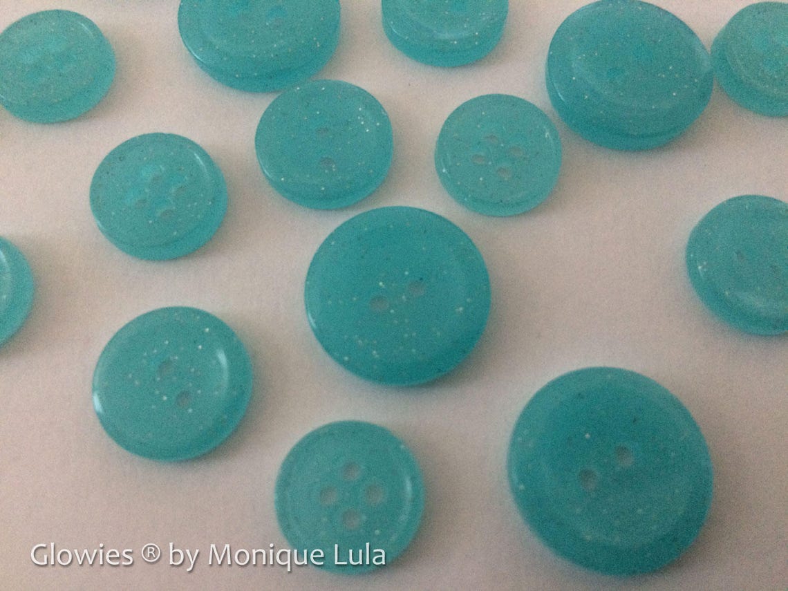 Blue Holographic Glitter Glow in the Dark Handmade Buttons - Etsy