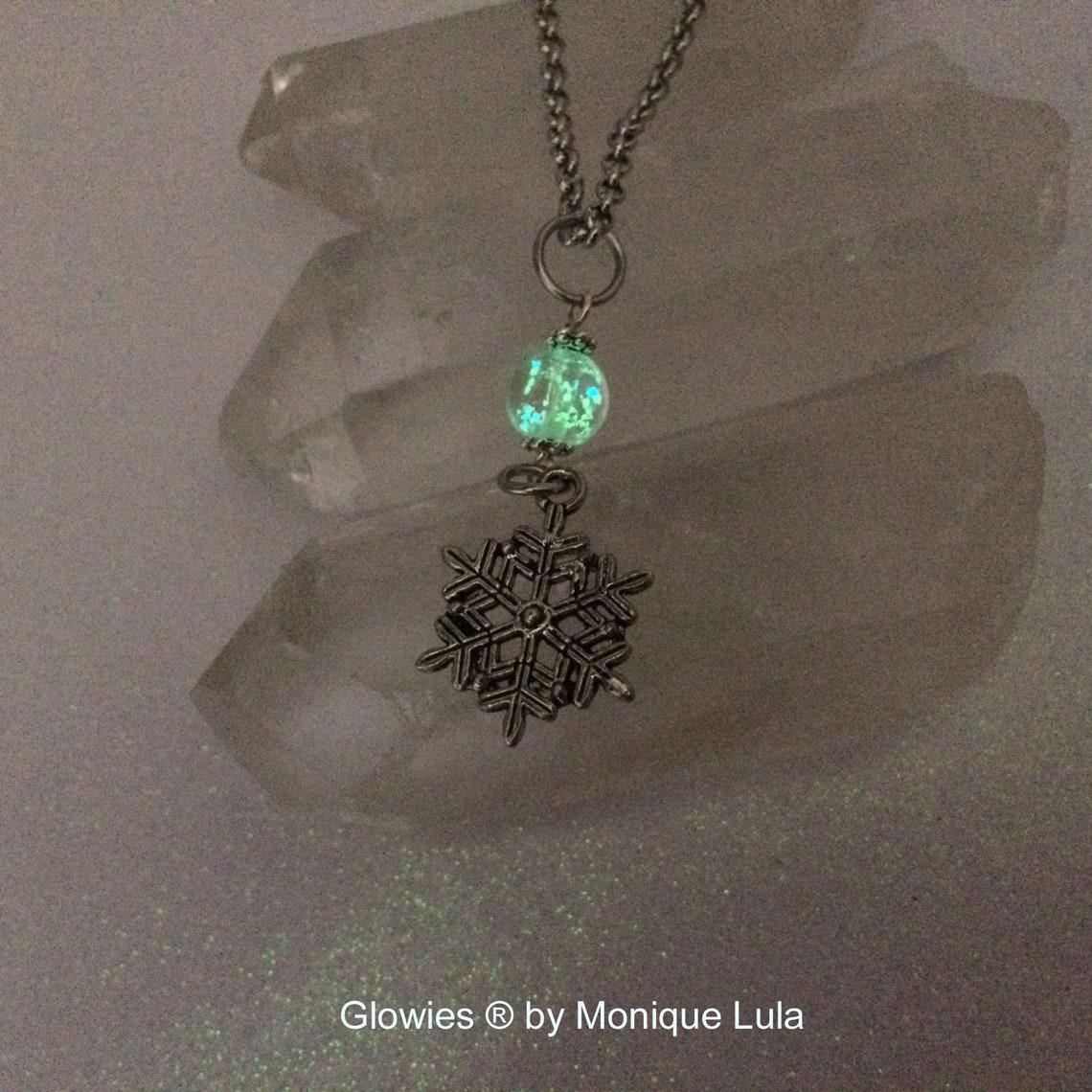 Frozen Snowflake Fairy Orb Glowing Charm Necklace - Etsy