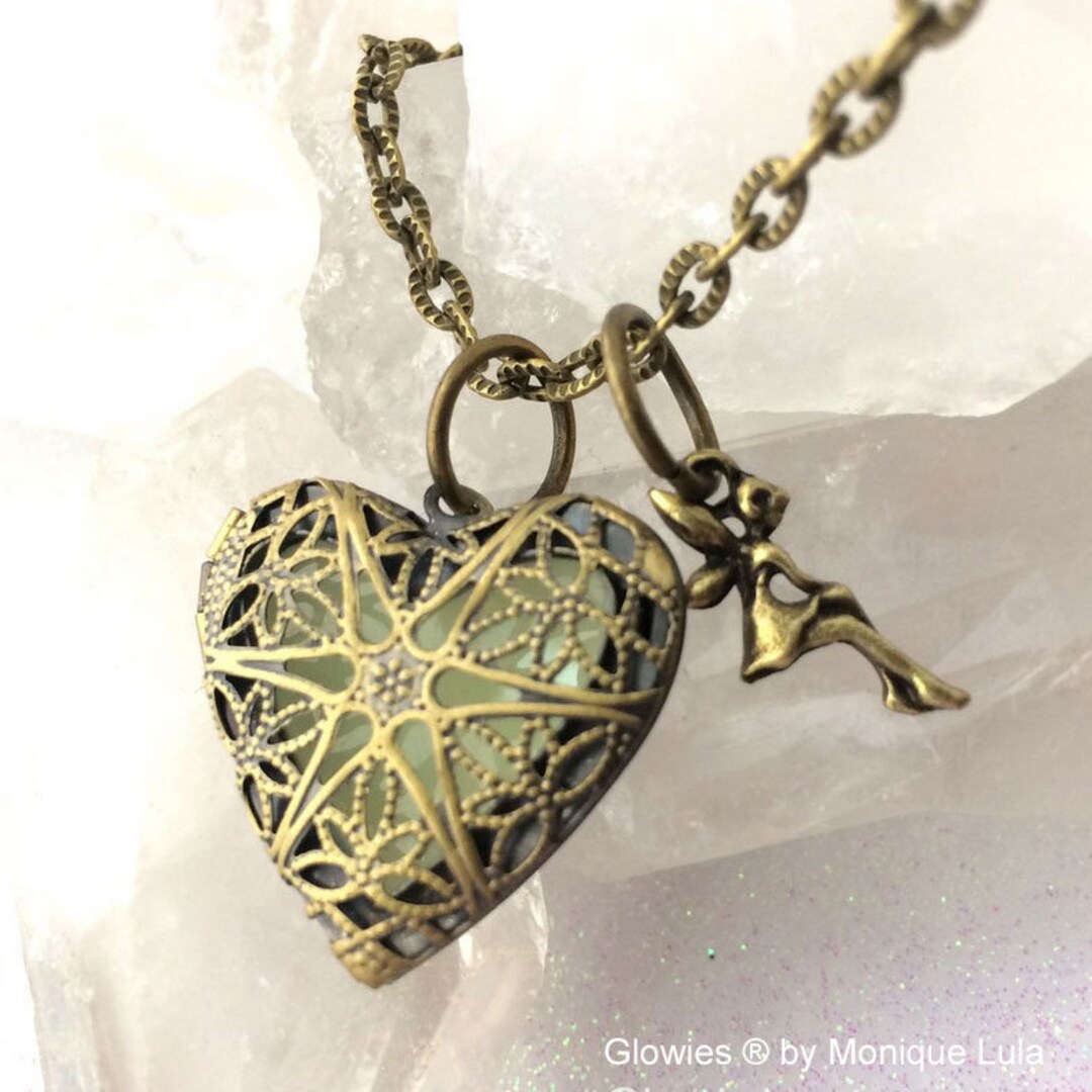 Heart of the Fairy Glow Locket Steampunk Magic Wings Tinkerbell - Etsy