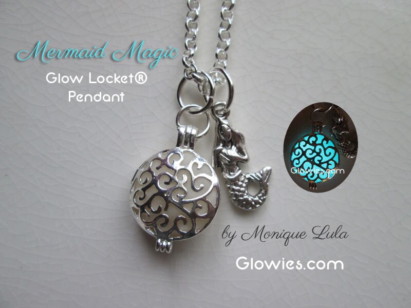 Mermaid Magic Glow Locket Ocean Aqua Blue Pendant - Etsy