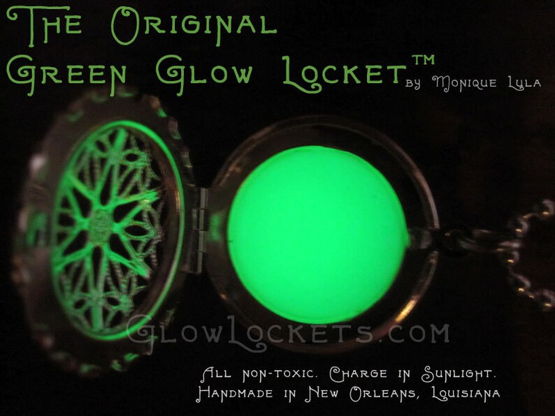 Green Glow in the Dark Silver Filigree Locket - Etsy