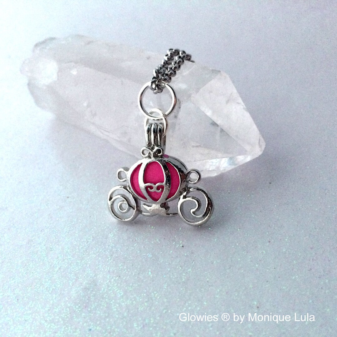 Pink Cinderella Carriage Glow Locket Pendant - Etsy