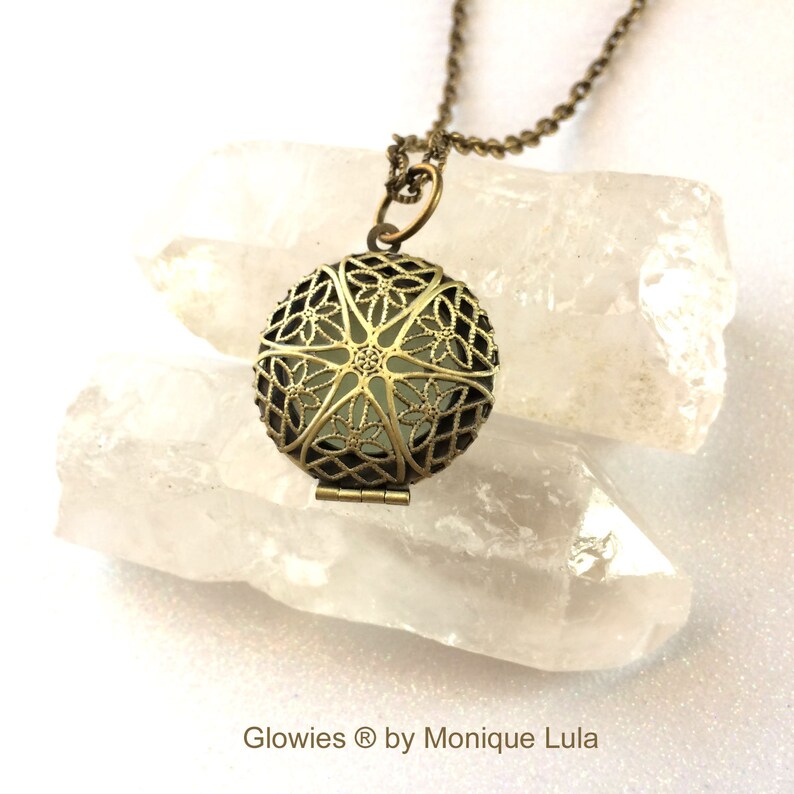 Steampunk Fairy Glow in the Dark Locket Brass Aqua - Etsy