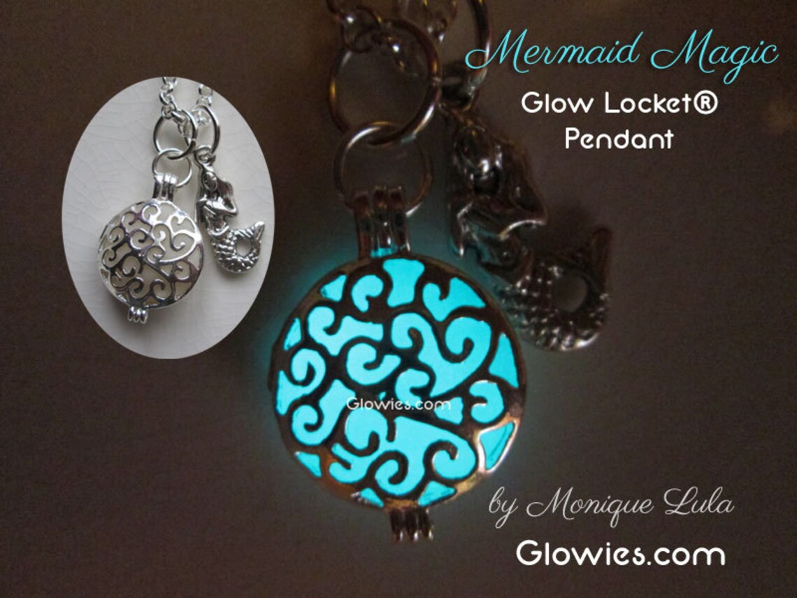 Mermaid Magic Glow Locket Ocean Aqua Blue Pendant - Etsy