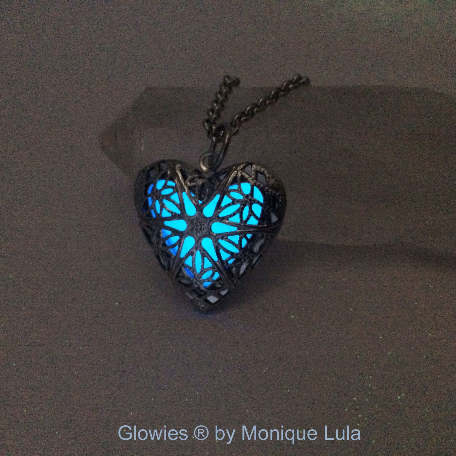 Blue Frost Silver Plated Heart Glow Locket | Etsy