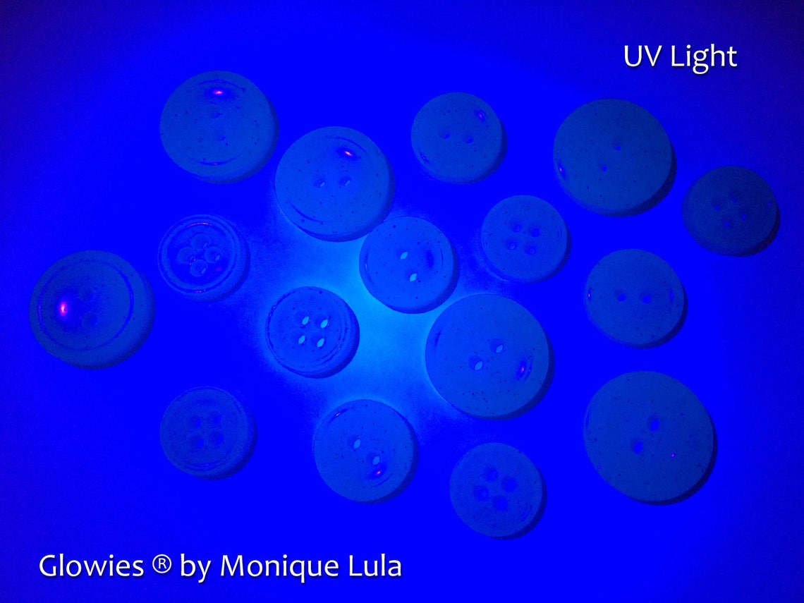 Blue Holographic Glitter Glow in the Dark Handmade Buttons - Etsy