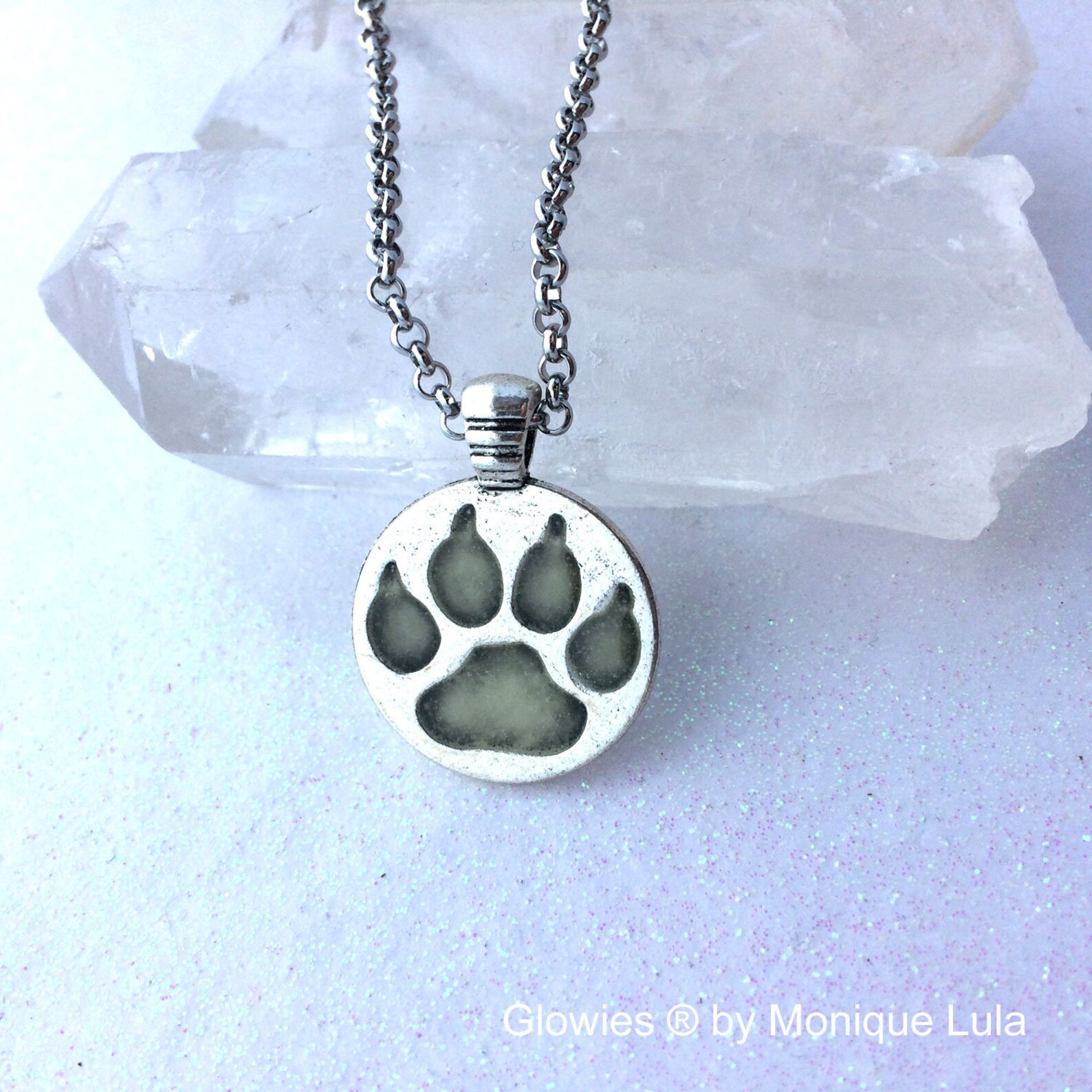 Glow Wolf Paw Pendant Aqua Silver - Etsy