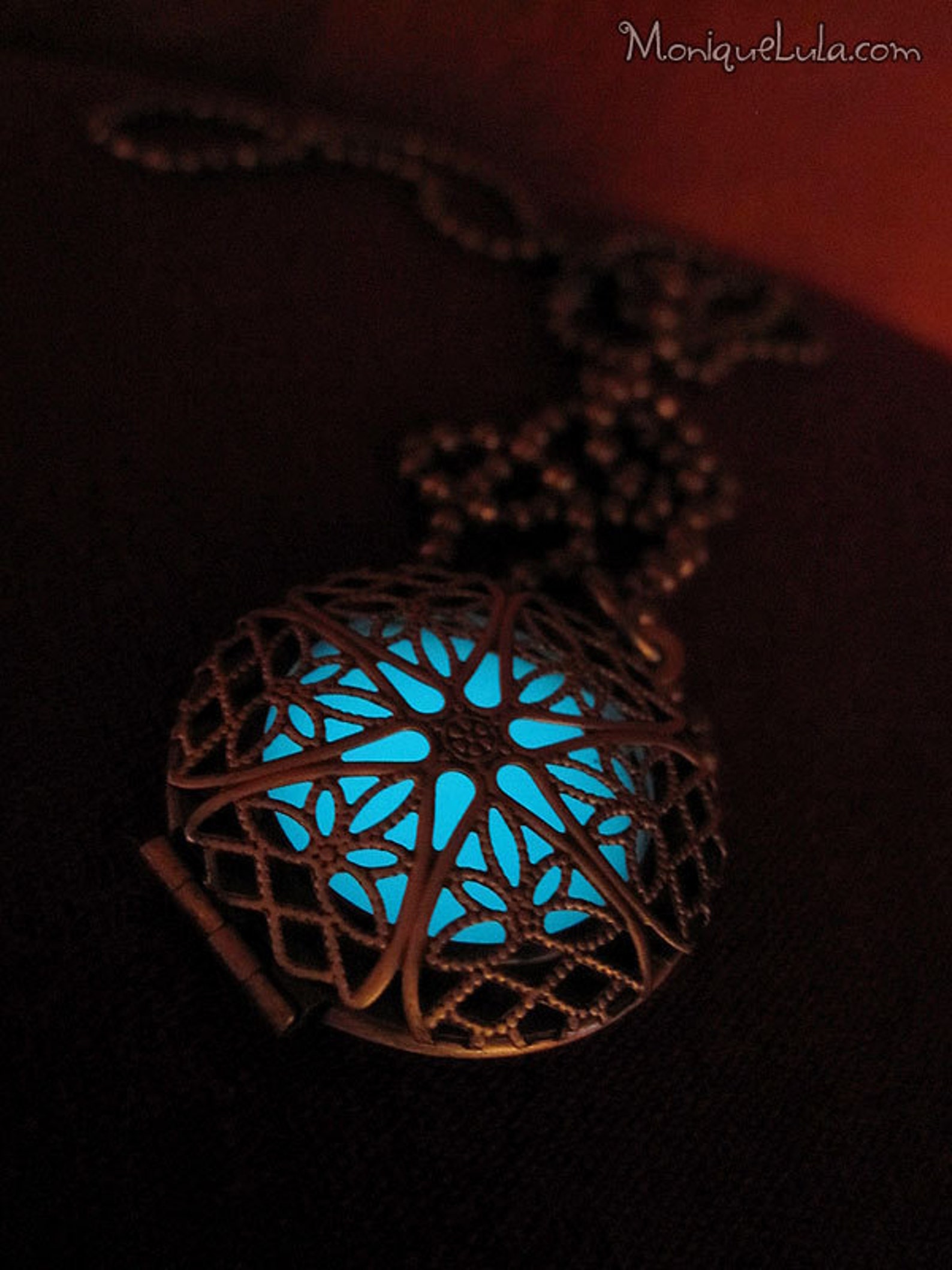 The Original Glow Locket Aqua Brass - Etsy
