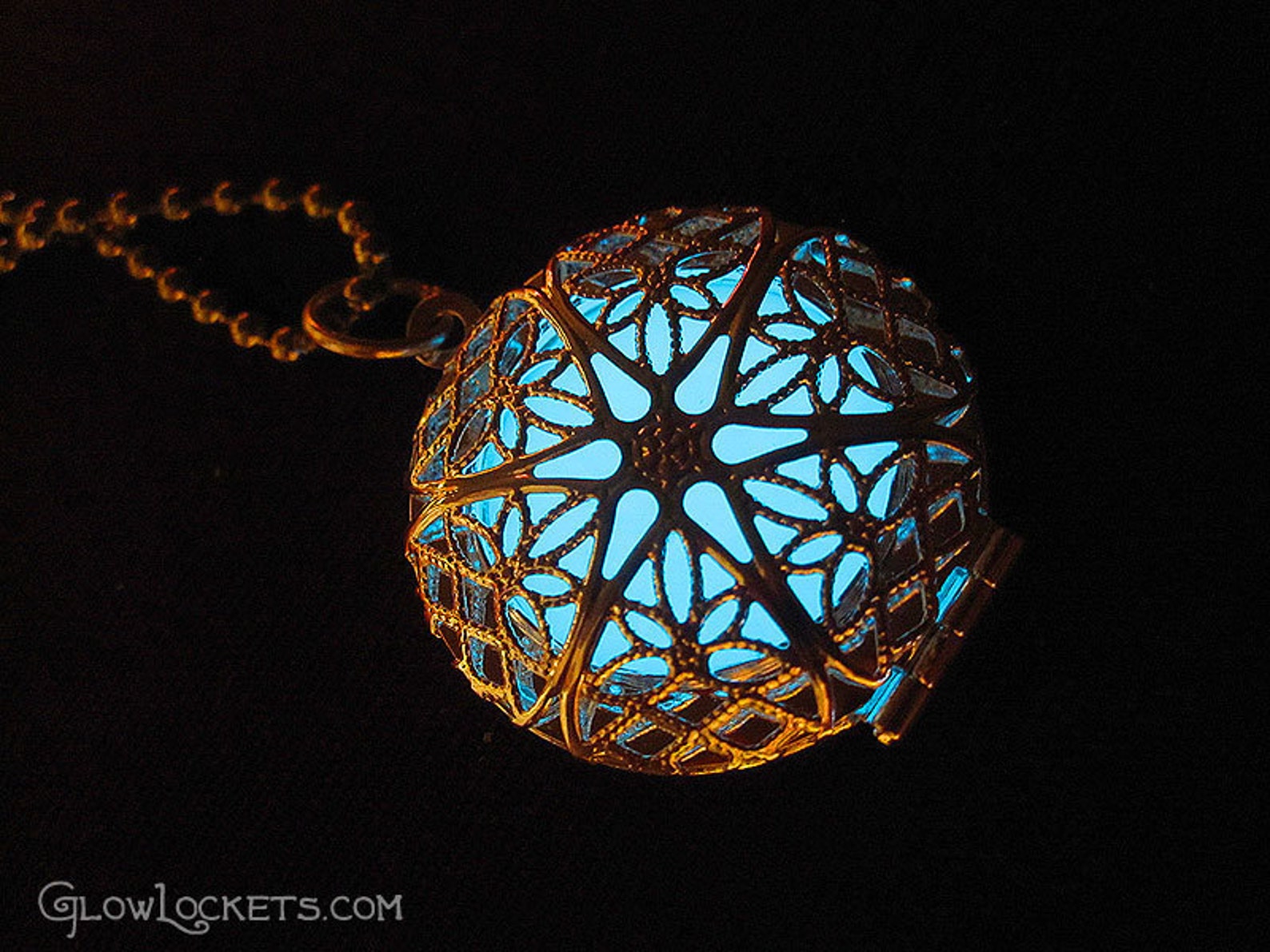 Steampunk Fairy Glow in the Dark Locket Aqua Silver Filigree Vintage ...
