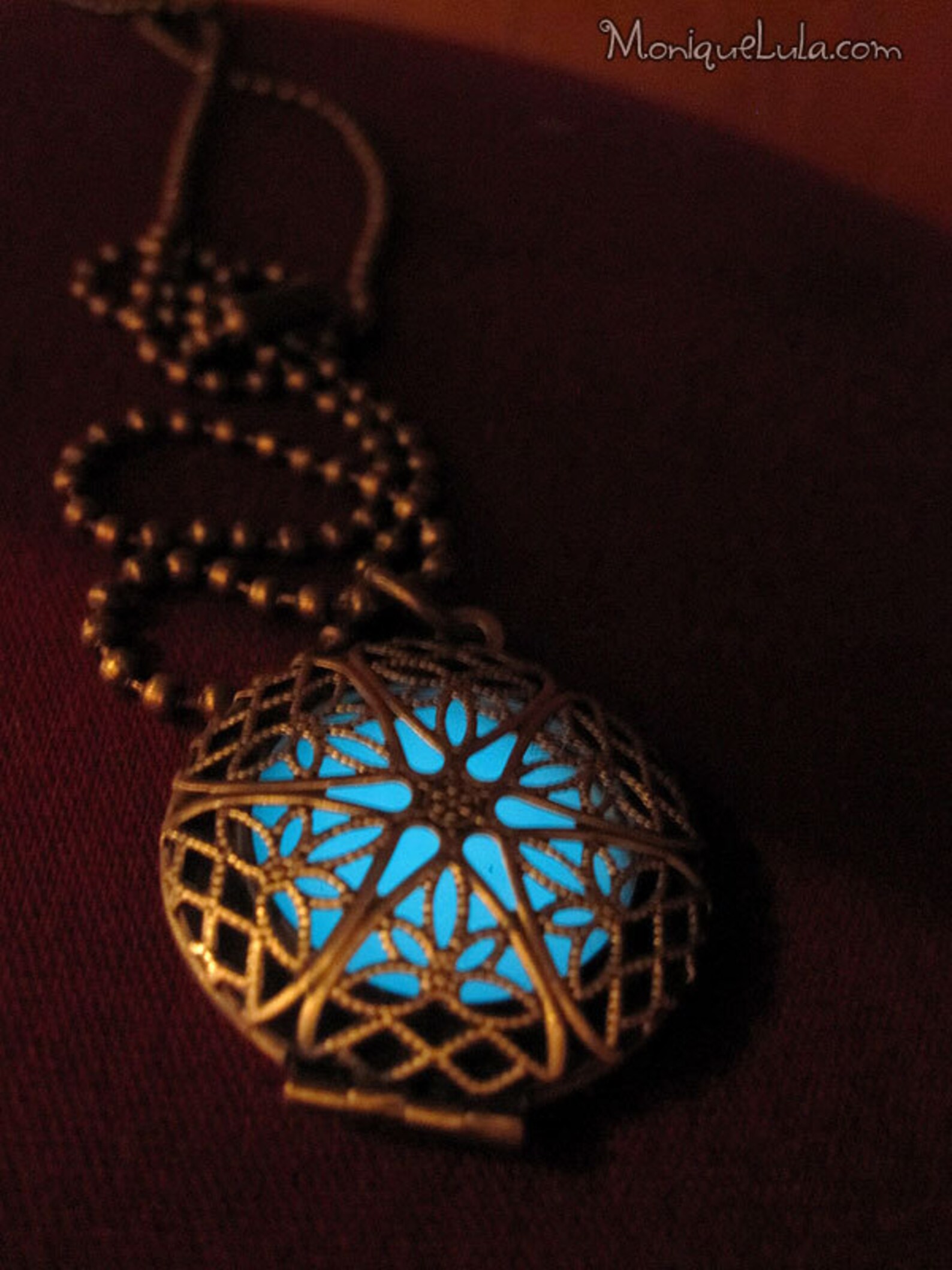 The Original Glow Locket Aqua Brass - Etsy