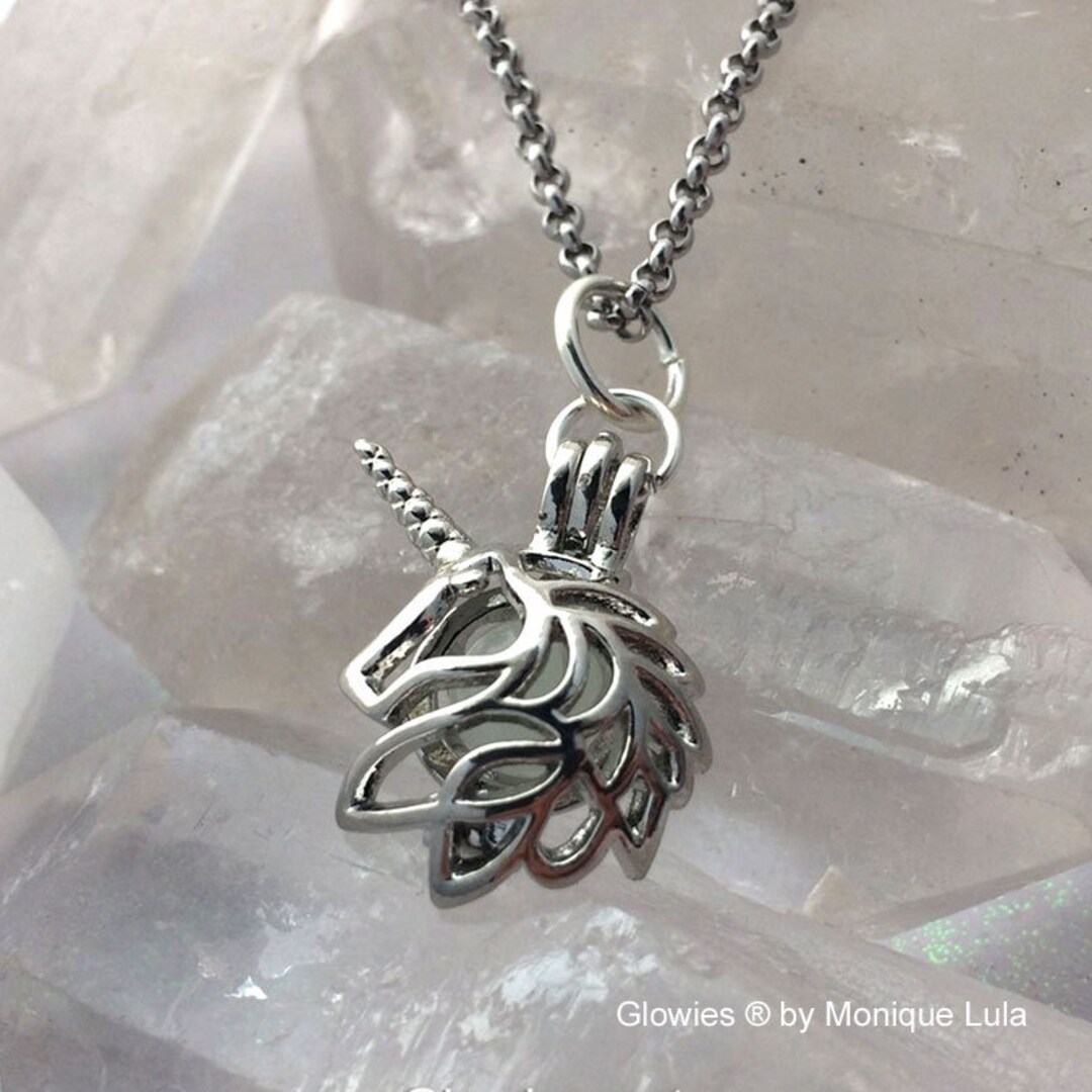 Unicorn Glow Locket Caged Orb Pendant Glowing Necklace - Etsy