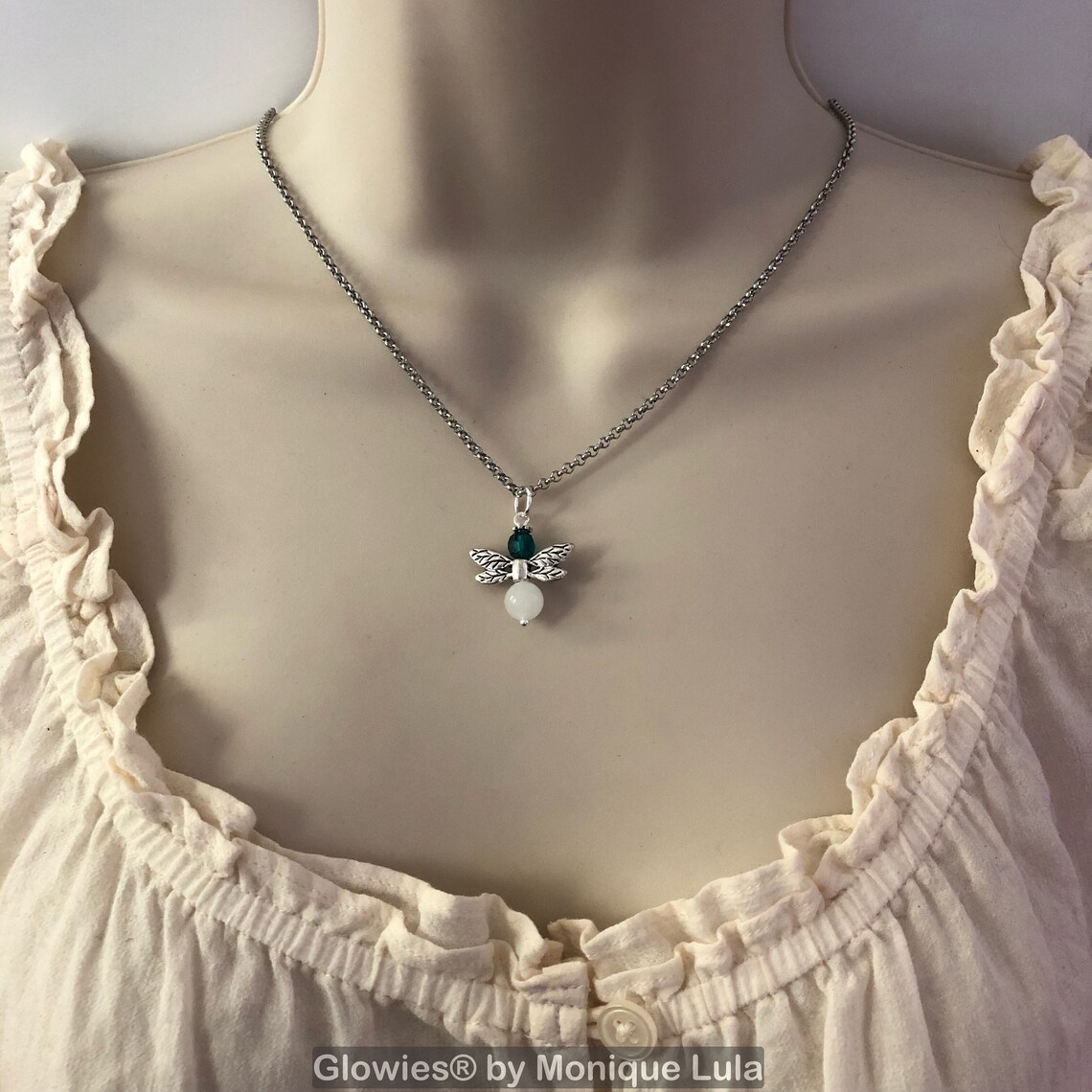 May Birthstone Necklace Glowing Firefly Emerald Crystal | Etsy